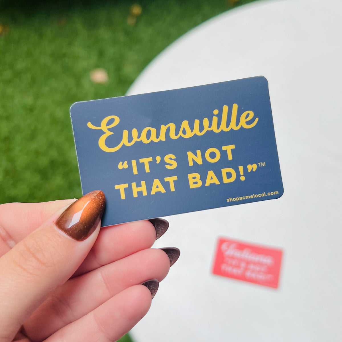 Evansville, It's Not That Bad! Sticker - Navy/Gold – River City Coffee ...